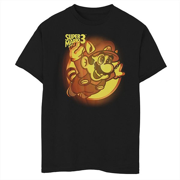 Boys 6-20 Super Mario Flying Mario Glowing Pumpkin Halloween Graphic Tee