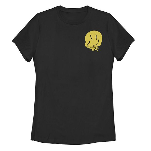 Juniors' Deflated Smiley Face Graphic Tee