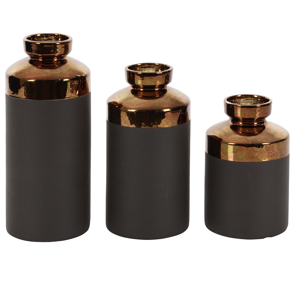 CosmoLiving by Cosmopolitan Metallic Detail Vase Table Decor 3-piece Set
