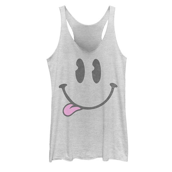 Juniors' 90's Style Distressed Smiley Face Tank Top