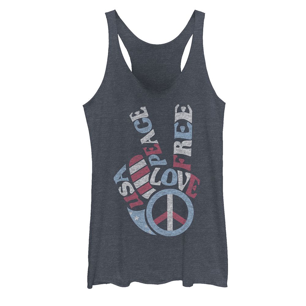 Juniors' USA Free Love Peace Sign Tank Top