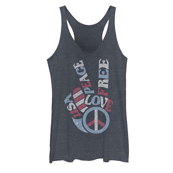 Juniors' USA Free Love Peace Sign Tank Top