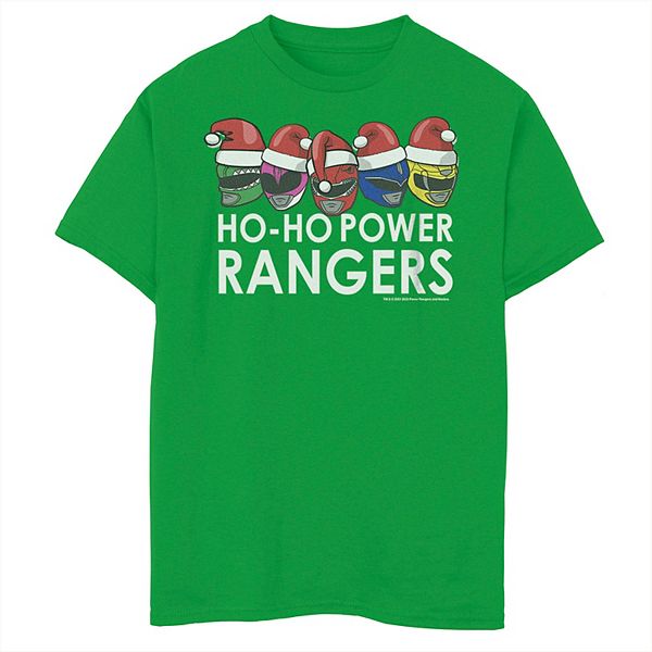 Boys 8-20 Power Rangers "Ho-Ho Power Rangers" Santa Hat Collage Tee