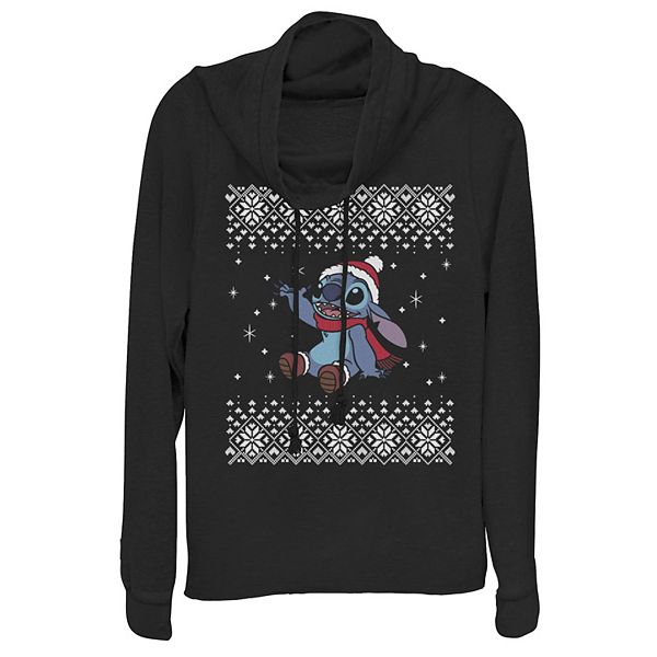 Disney's Lilo & Stitch Snowflake Juniors' Christmas Cowlneck Graphic ...