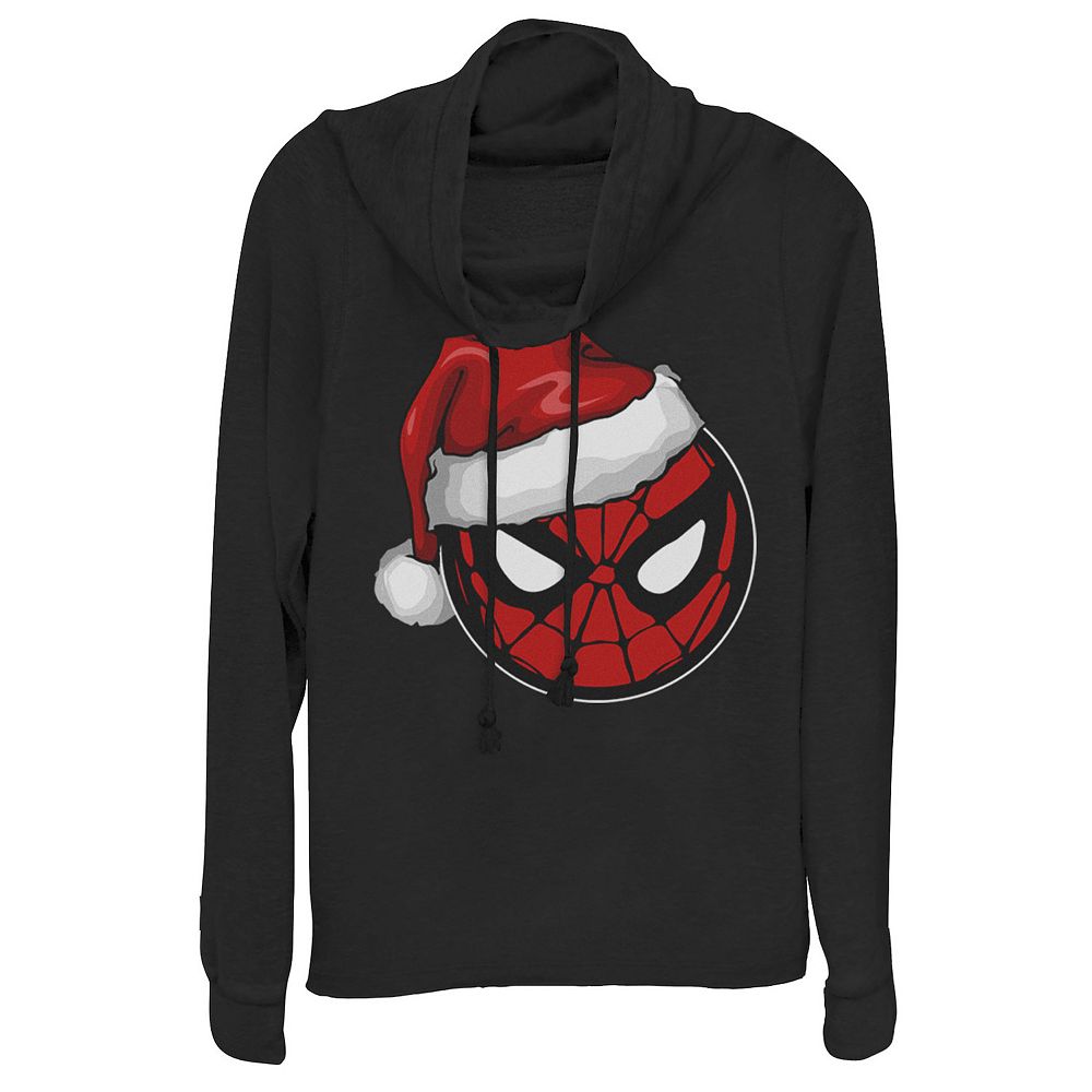 Juniors' Marvel Spider-Man Santa Hat Cowlneck Graphic Lightweight Long ...