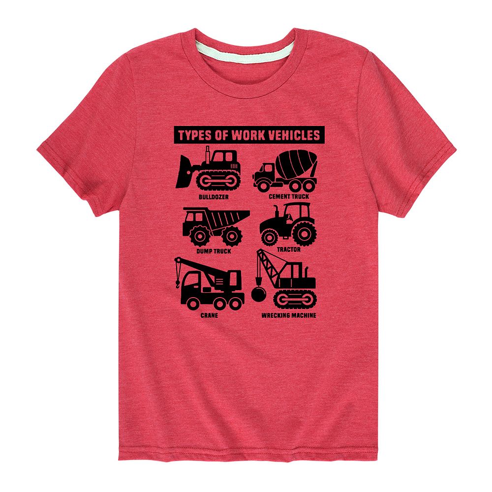 Boys 8-20 Types of Work Vehicles Graphic Tee