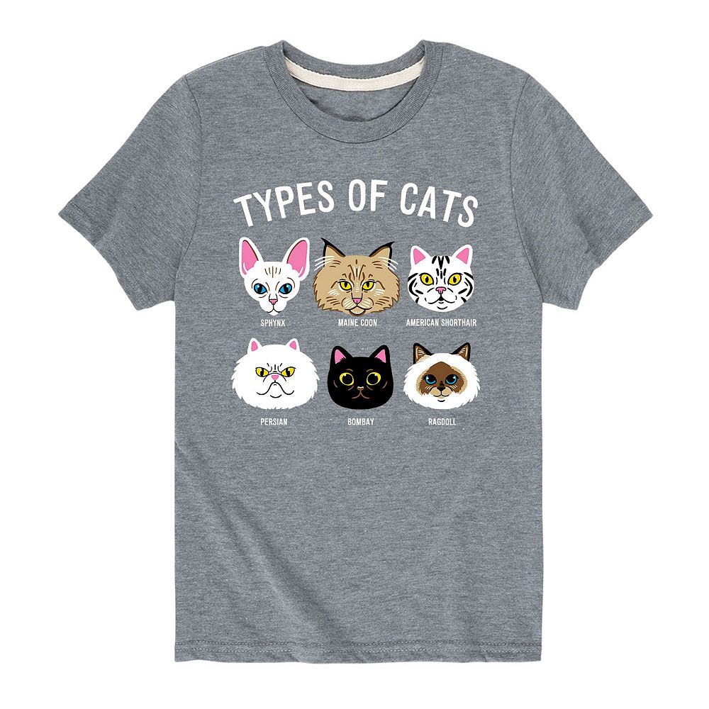 Boys 8-20 Types Of Cats Graphic Tee