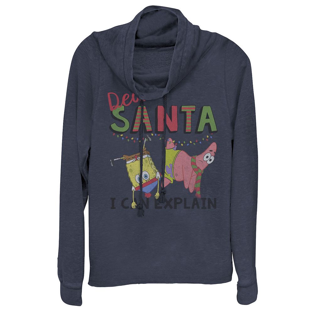 Juniors' Nickelodeon SpongeBob SquarePants Santa I Can Explain Cowlneck ...