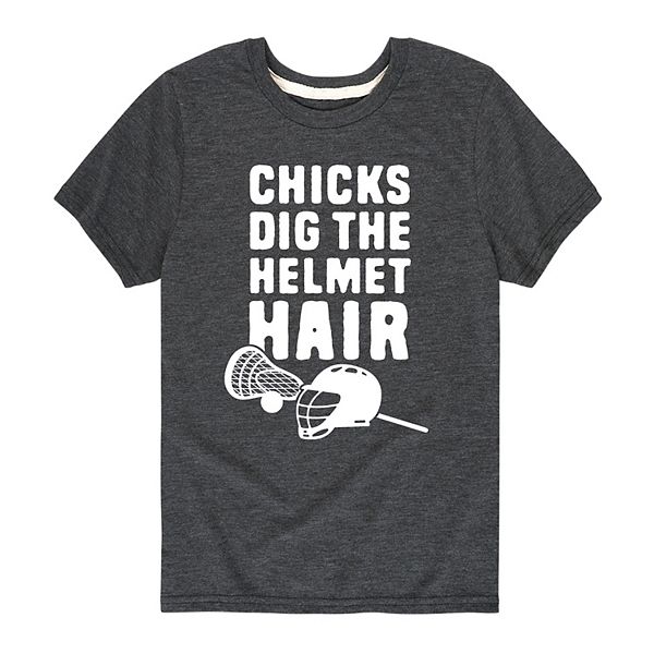 Boys 8-20 Chicks Dig Helmet Hair Lacross Graphic Tee