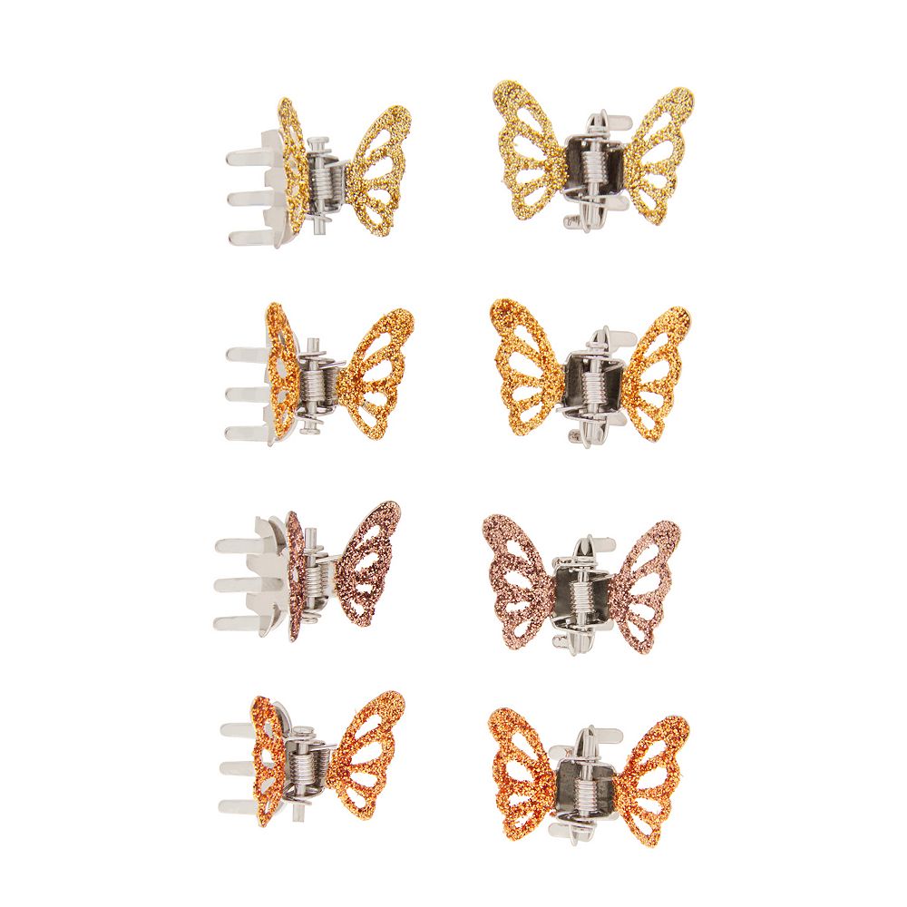 SO® Glitter Metal Mini Butterfly 8-Pack Hair Clip Set