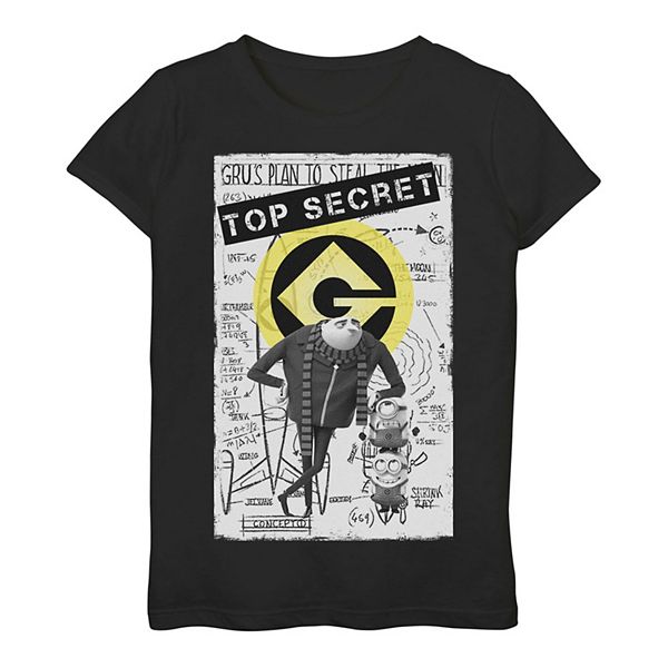 Girls 3-16 Despicable Me Minions "Top Secret" Blueprints Tee
