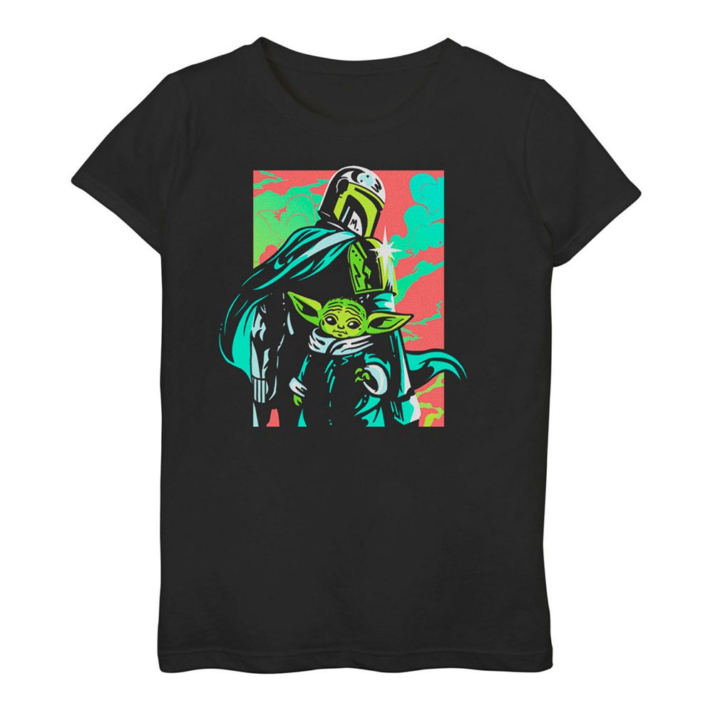 Girls 3-16 Star Wars The Mandalorian & The Child AKA Baby Yoda Neon Tee