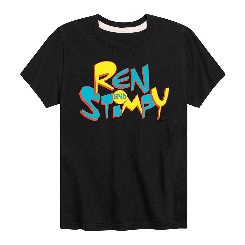 Boys 8-20 Nickelodeon Ren & Stimpy Yellow Blue Letters Tee