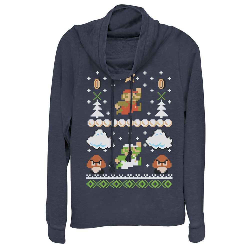 Juniors' Nintendo Super Mario Goomba Christmas Cowlneck Graphic ...
