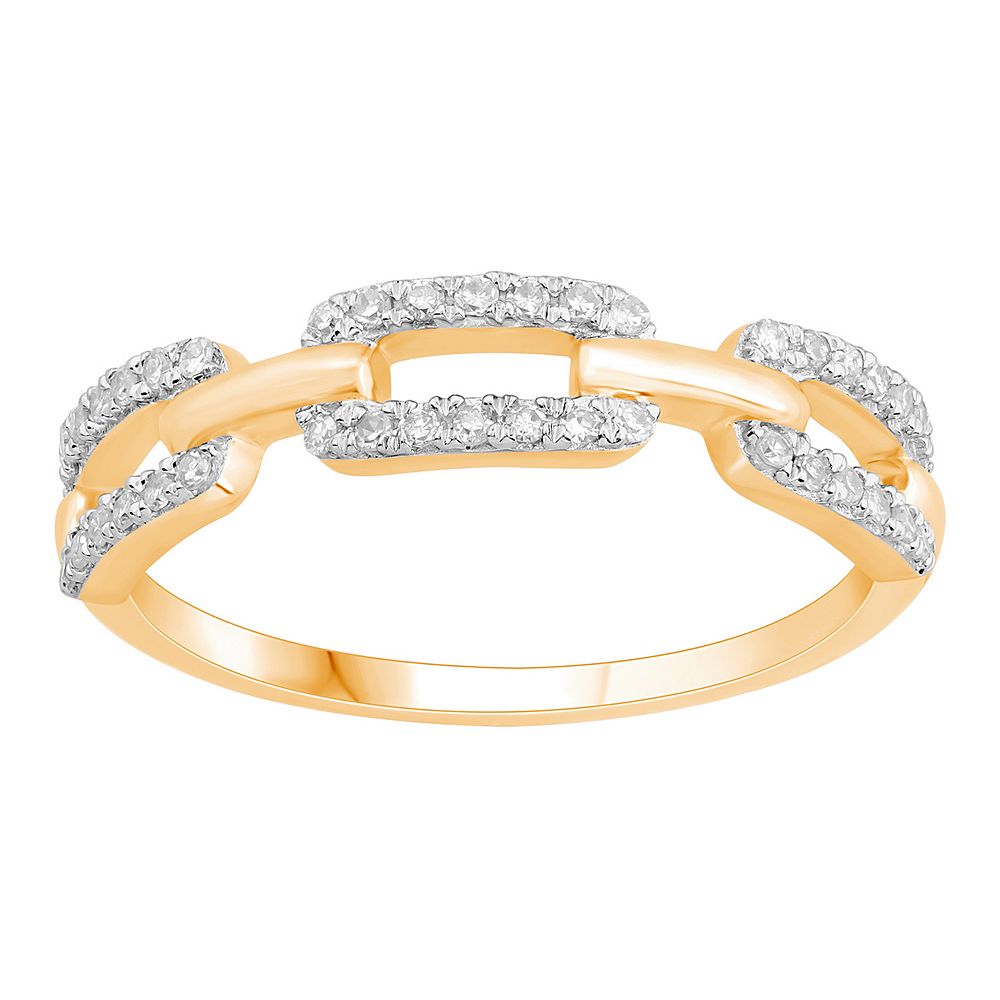 Diamond Medley 10k Gold 1/5 Carat T.W. Diamond Triple Paper Clip Ring