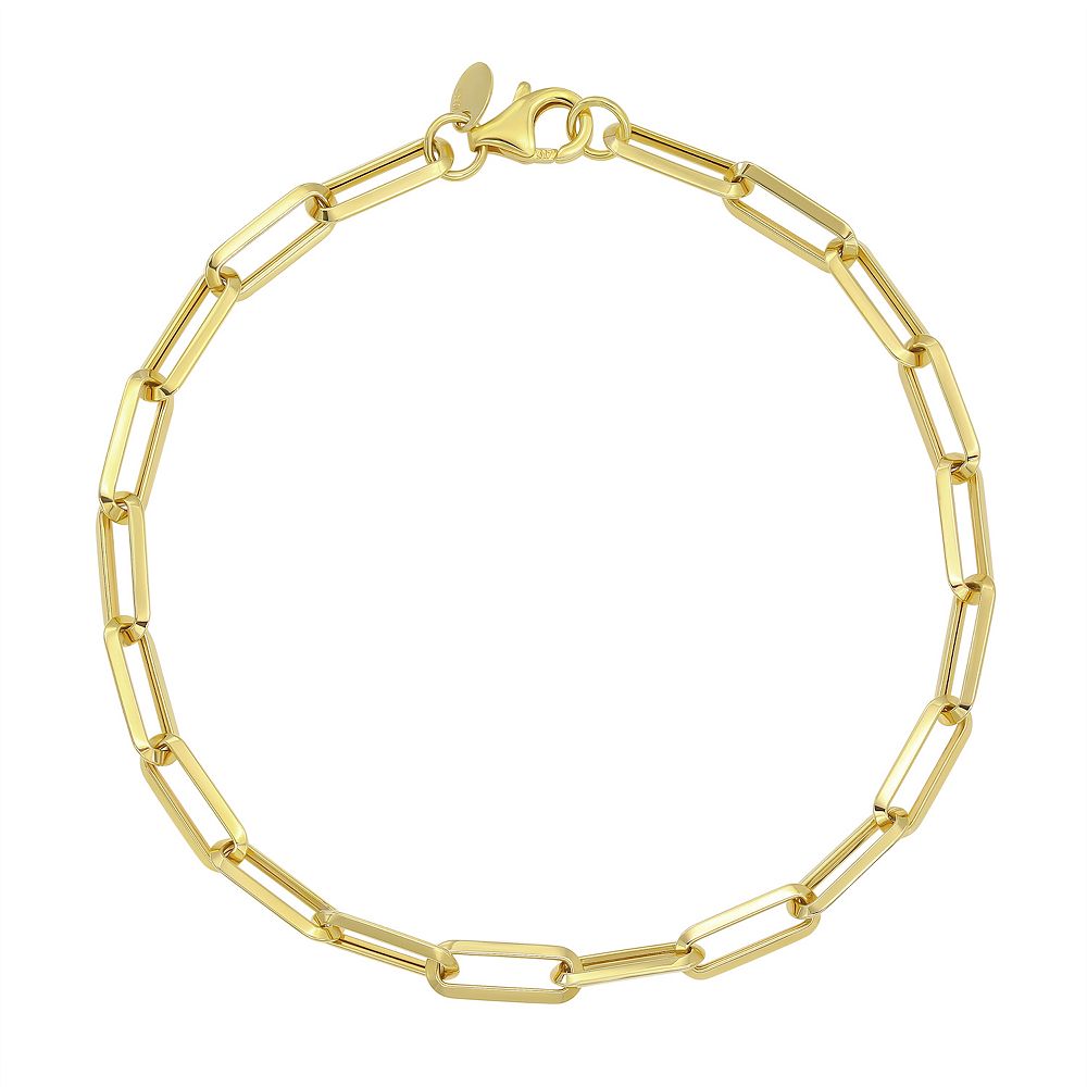 10k Gold Polished Paper Clip Chain Bracelet