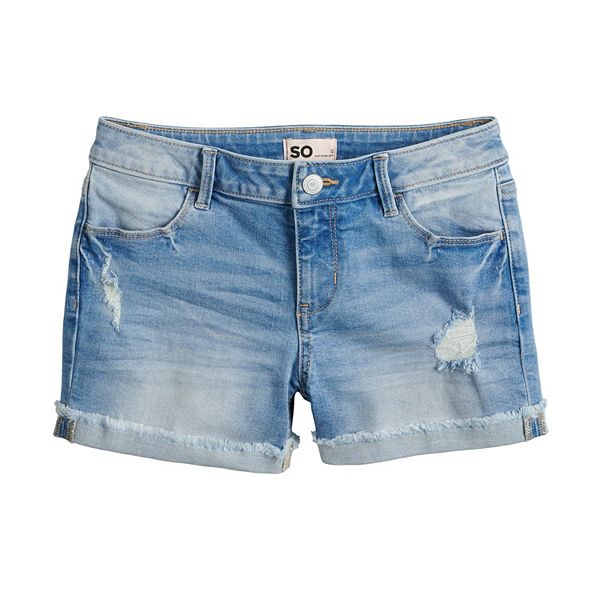 Girls 7 20 So® Favorite Raw Hem Denim Shortie Shorts In Regular And Plus Size