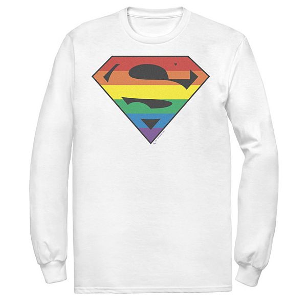 Men's Superman Rainbow Striped Chest Logo Tee