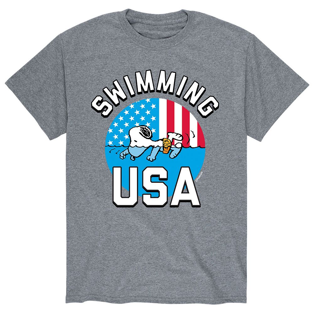 Men's Peanuts Snoopy Swimming USA Tee