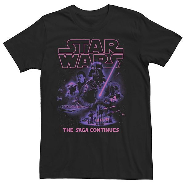 Men's Star Wars The Saga Continues Darth Vadar Movie Poster Tee
