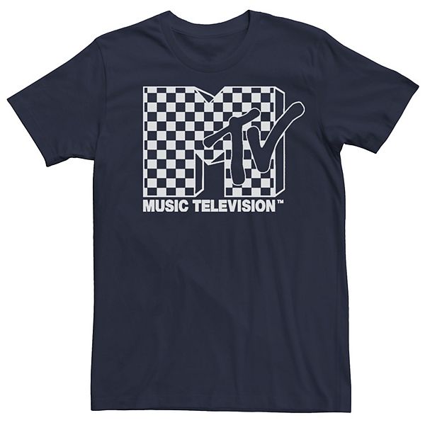 Men's MTV Blue Yellow And Checkered Logo Tee