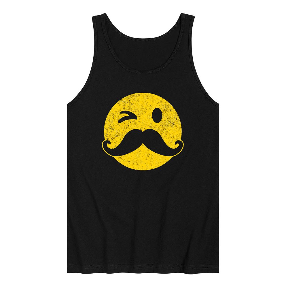 Men's Winking Smile Face Mustache Tank Top