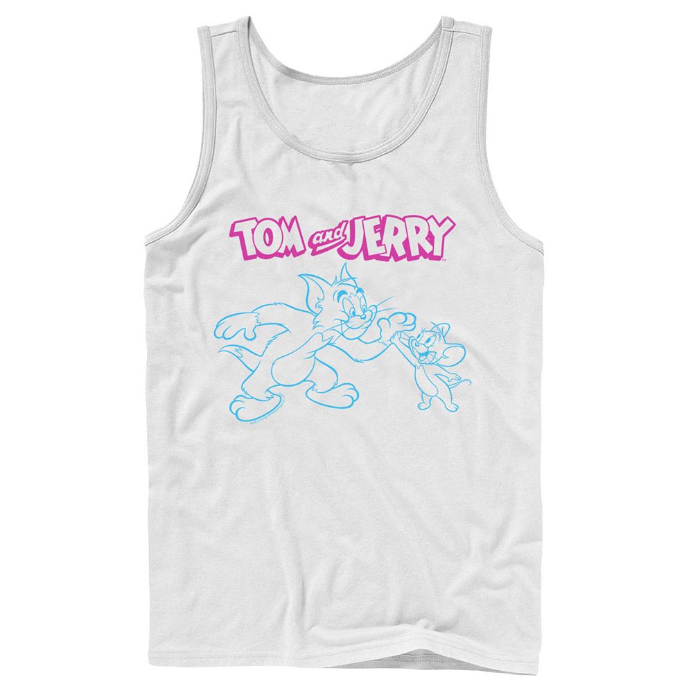 Mens Tom And Jerry High Five Line Art Tank Top