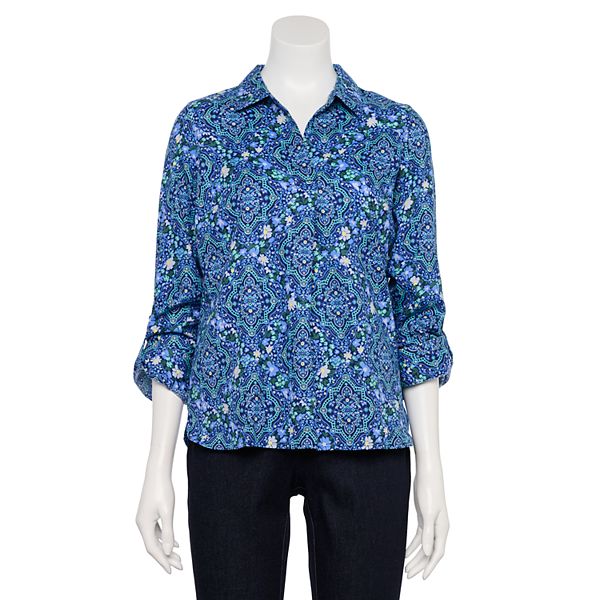 Petite Croft & Barrow® Roll-Tab Sleeve Popover Tunic