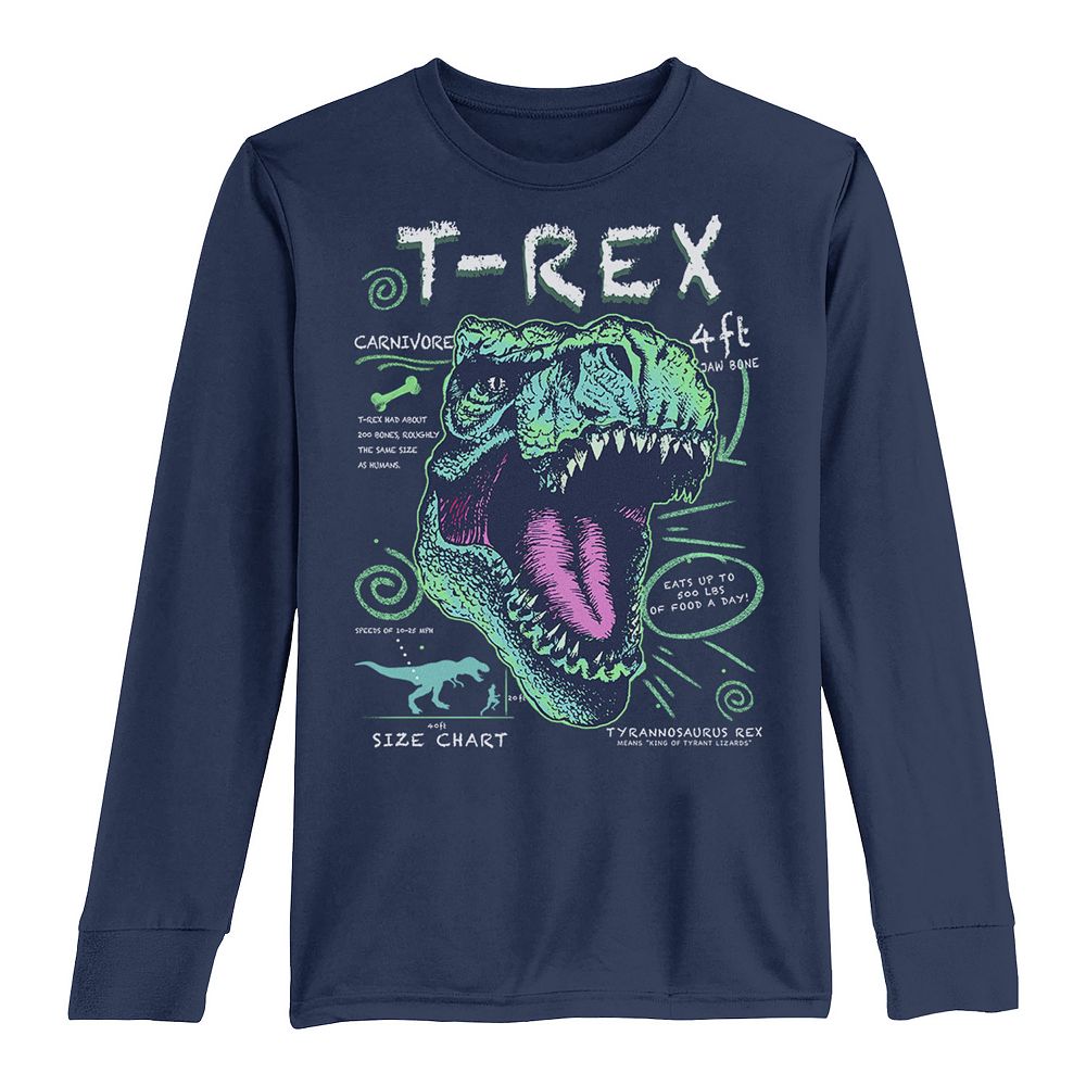 Boys 8-20 Know T-Rex Dinosaur Text Poster Long Sleeve Tee