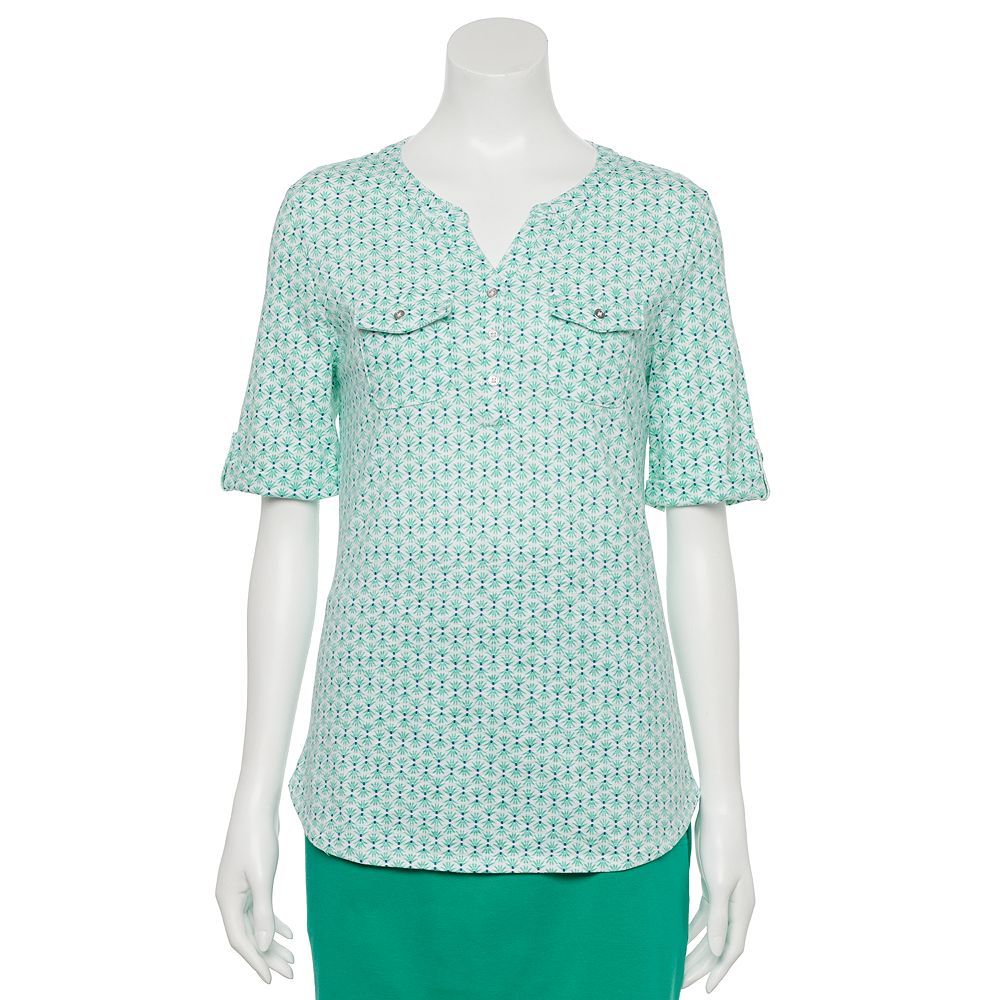 Women's Croft & Barrow® Roll-Tab Utility Henley Top