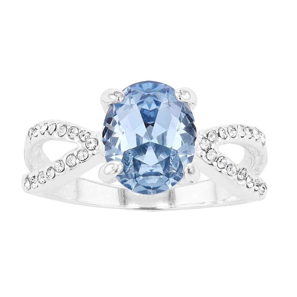City Luxe Light Blue Crystal & Pave Open Band Ring