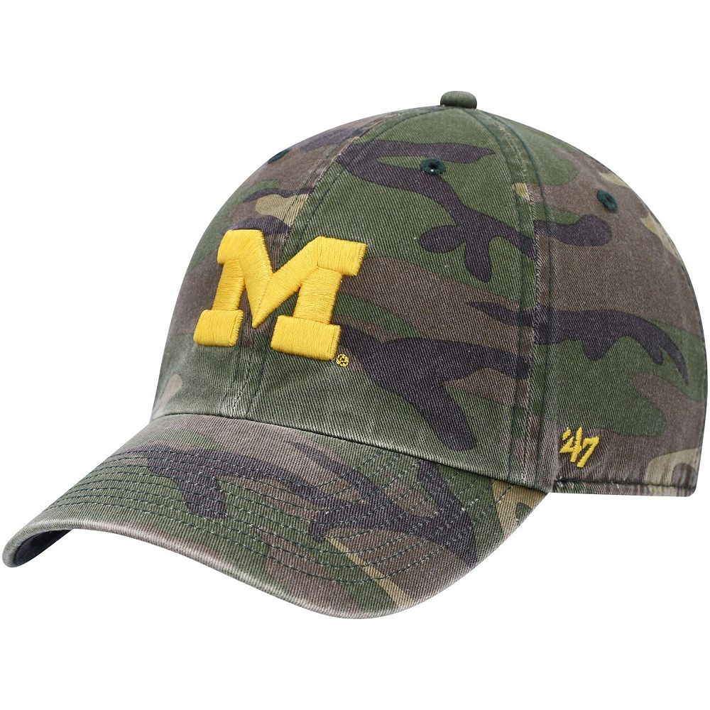 Men's '47 Camo Michigan Wolverines Clean Up Core Adjustable Hat