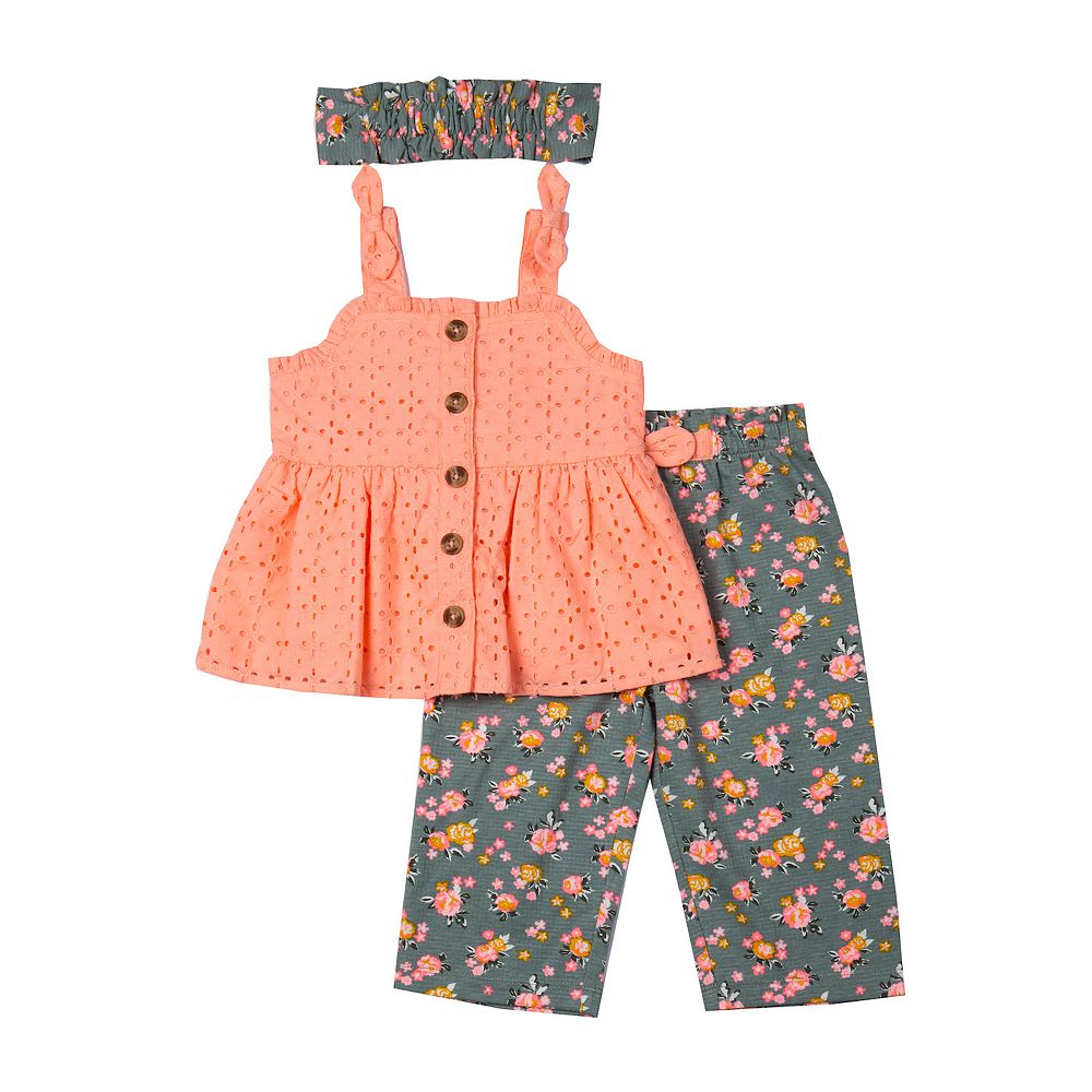Girls 4-6x Little Lass Eyelet Tank Top & Floral Culotte Set