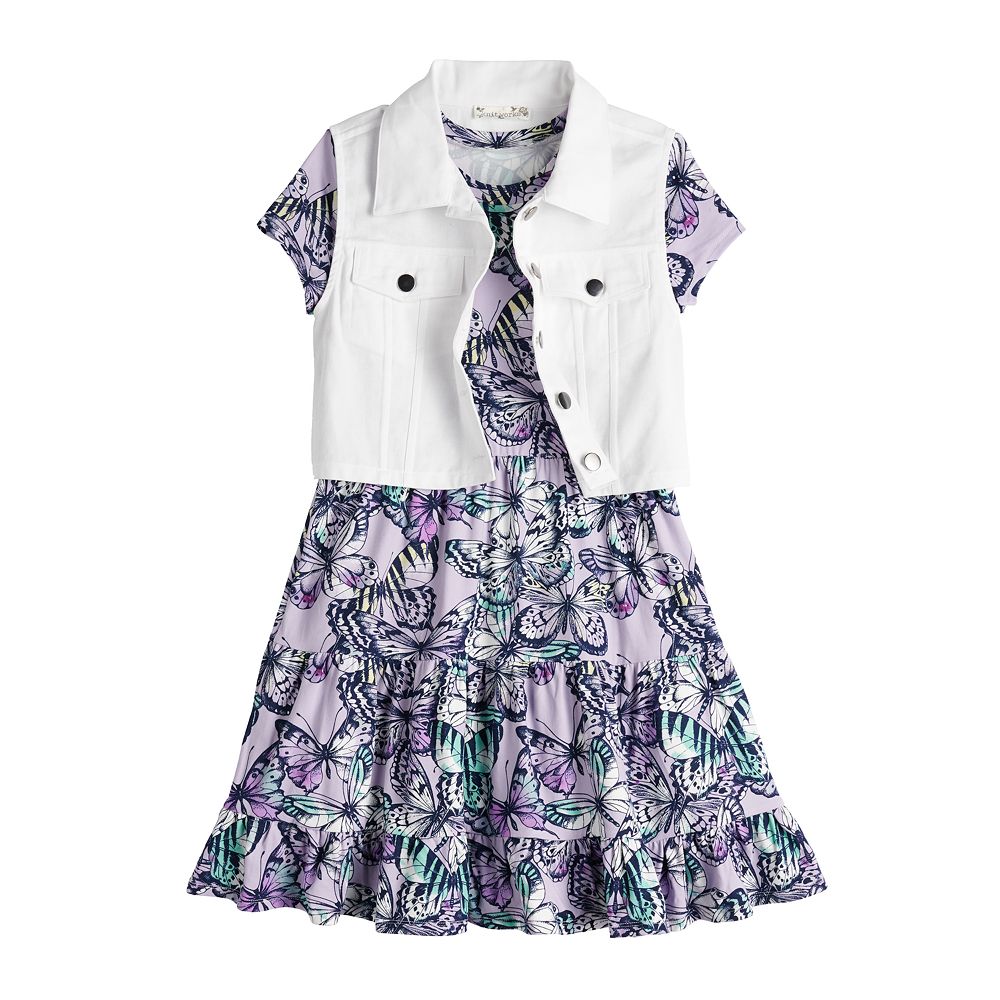 Girls 7-16 Kint Works Vest & Dress Set in Regular & Plus