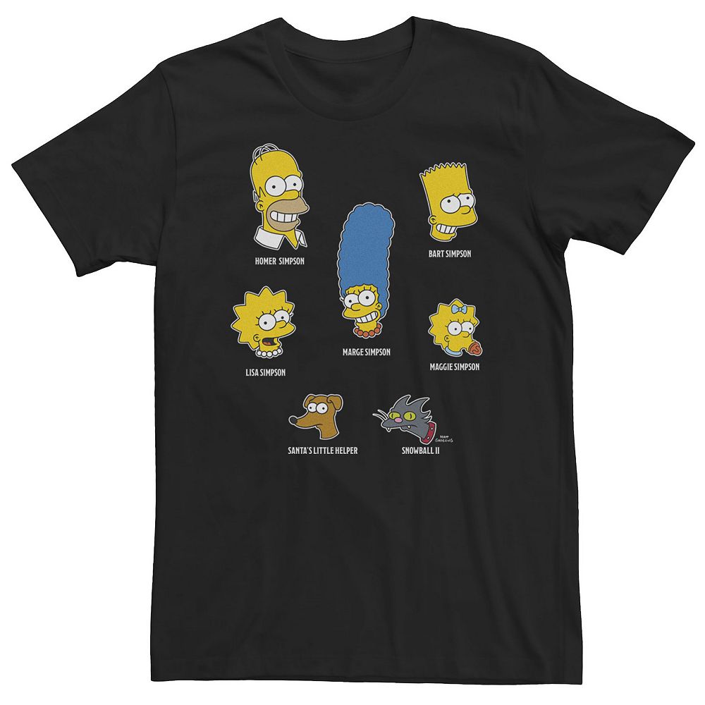 Big & Tall The Simpsons Character Head Scatter Tee