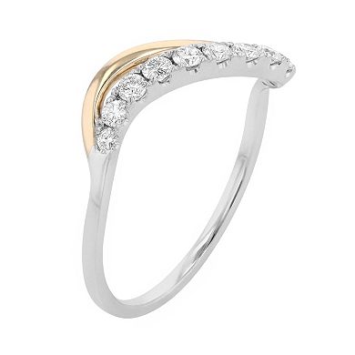 Ava Blue Two-Tone 14k Gold 1/4 Carat T.W. Diamond Wave Ring