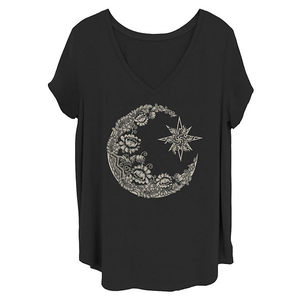 Juniors' Plus Size Crescent Moon Tee