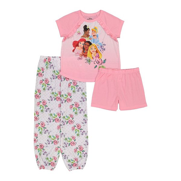 Disney Princess Girls 4-12 "Kind Princess" Top, Shorts & Pants Pajama Set