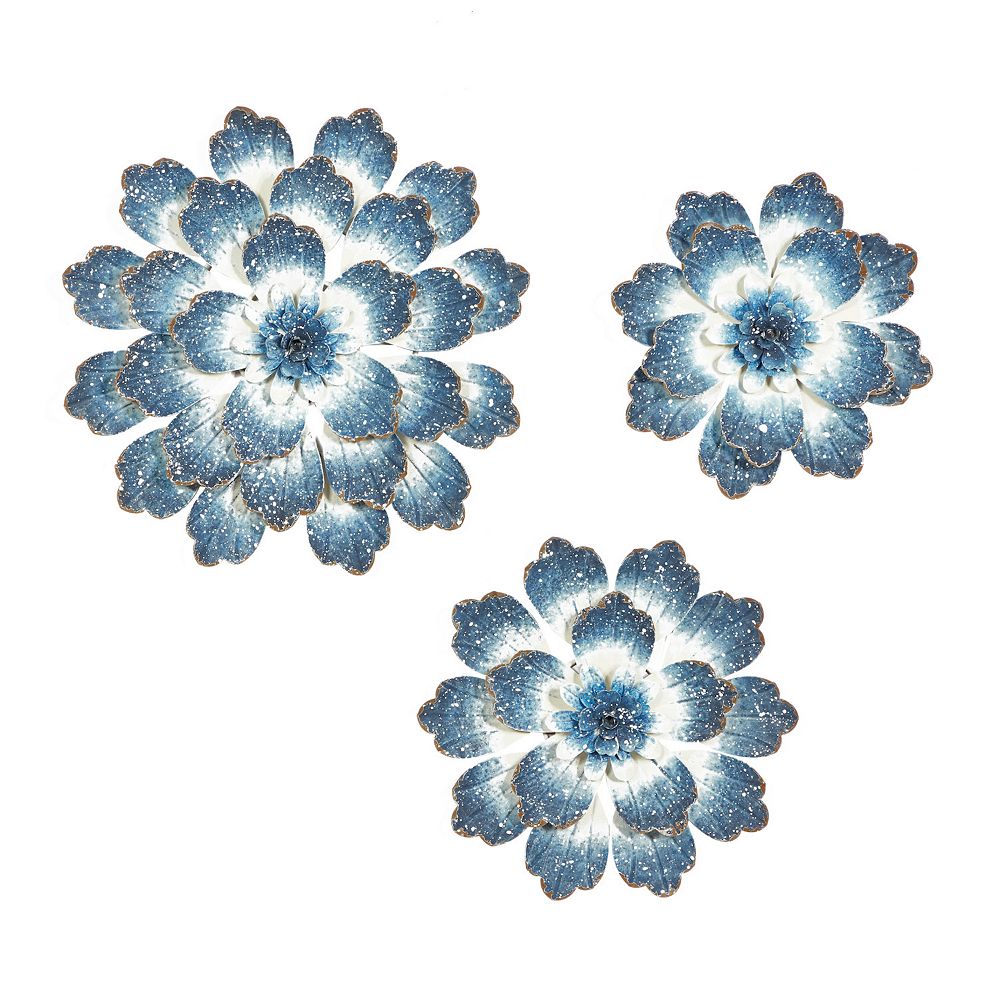 Stella & Eve Blue Metal Floral Wall Decor 3-Piece Set