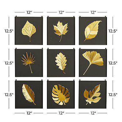 Stella & Eve Contemporary Gold Leaf Wall Decor 9-Piece Set