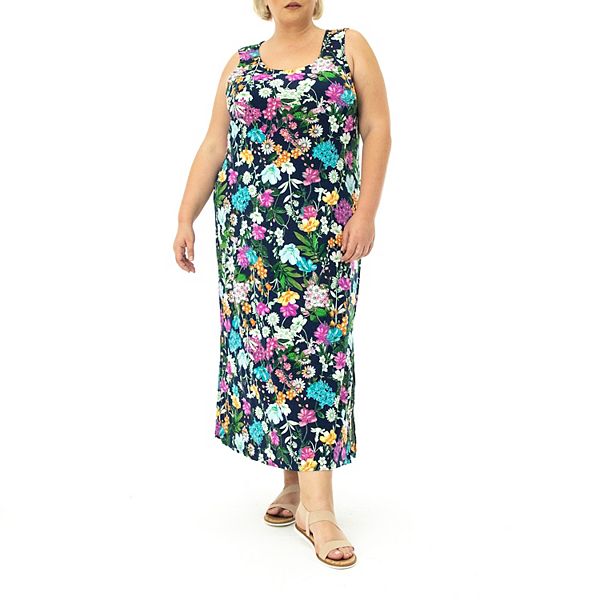 Plus Size Nina Leonard Printed Maxi Dress