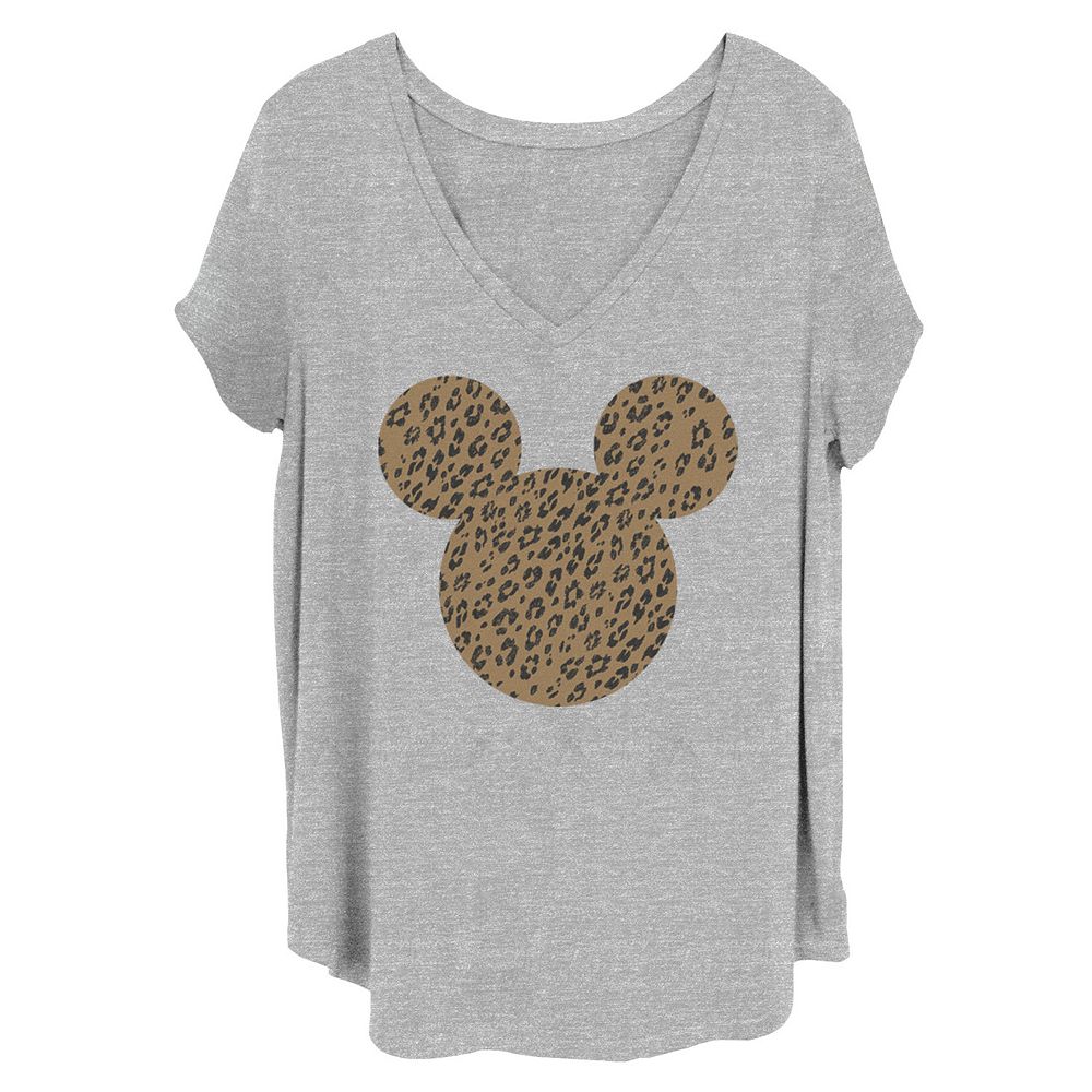Juniors' Plus Disney Mickey Cheetah Mouse Tee