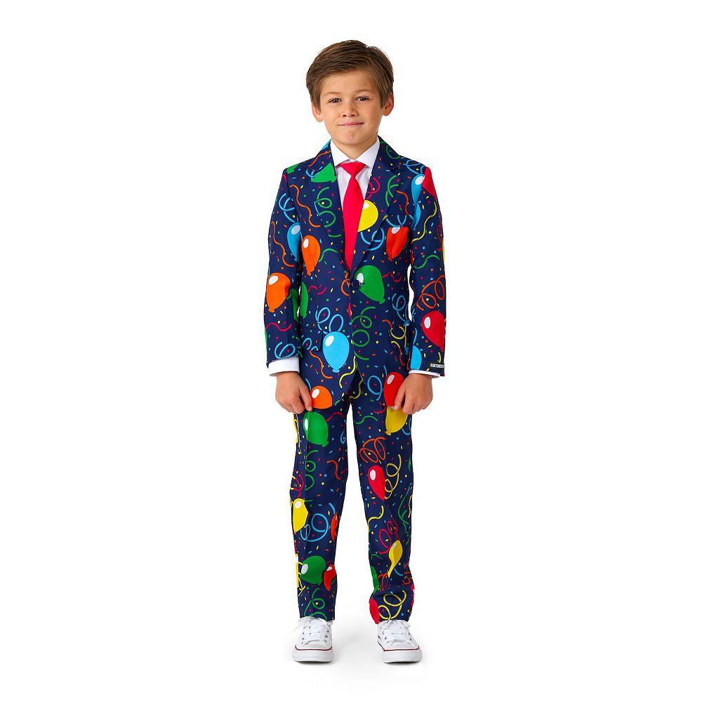 Boys 4-16 Suitmeister Confetti Balloons Jacket, Pants & Tie Navy Party ...