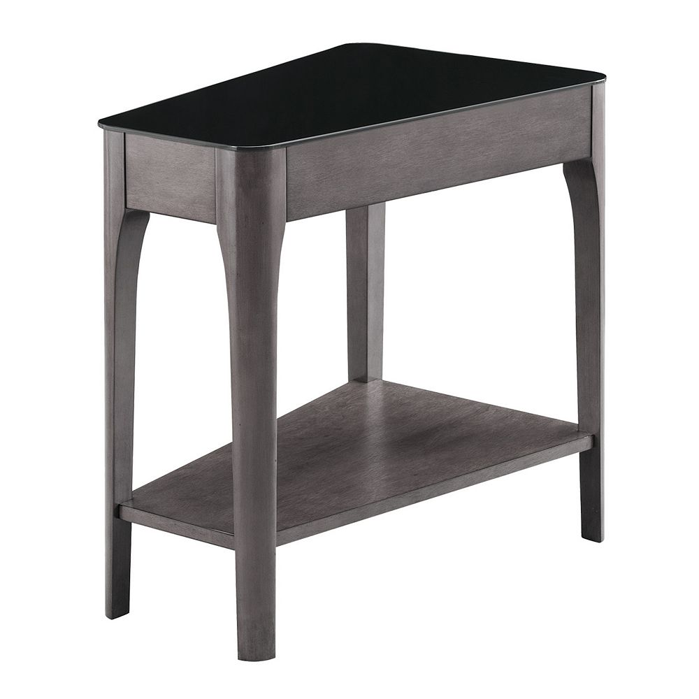 Leick Furniture Obsidian Wedge Glass-Top Table with Shelf