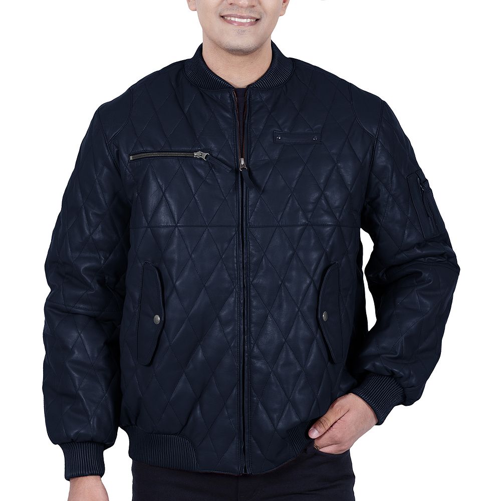 Men's Franchise Ace Leather Satin Lined Bomber Jacket