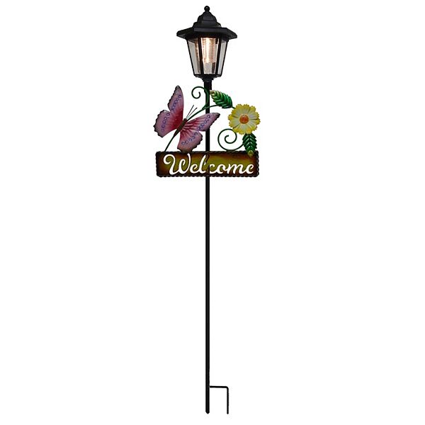 Crosslight Solar LED Welcome Sign Butterfly Garden Stake - Multi ...