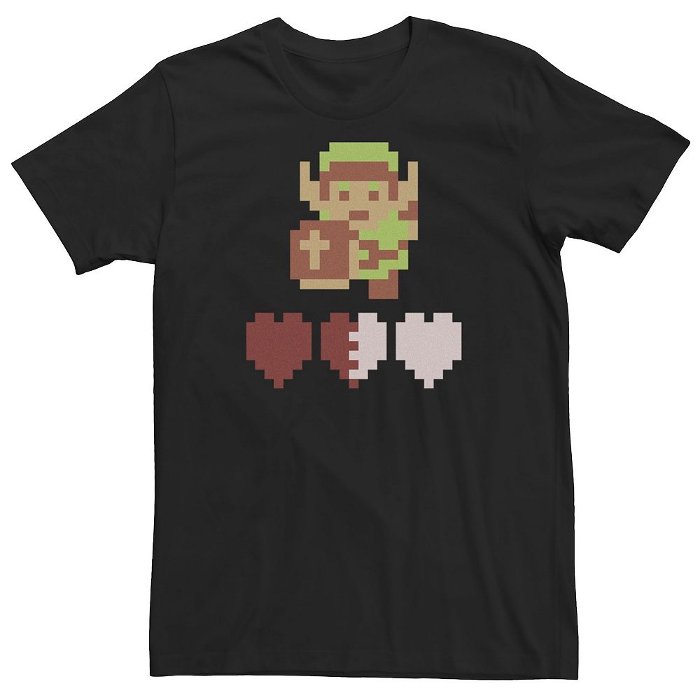 Big & Tall Nintendo Legend Of Zelda Link Heart Meter Pixel Art Portrait Tee
