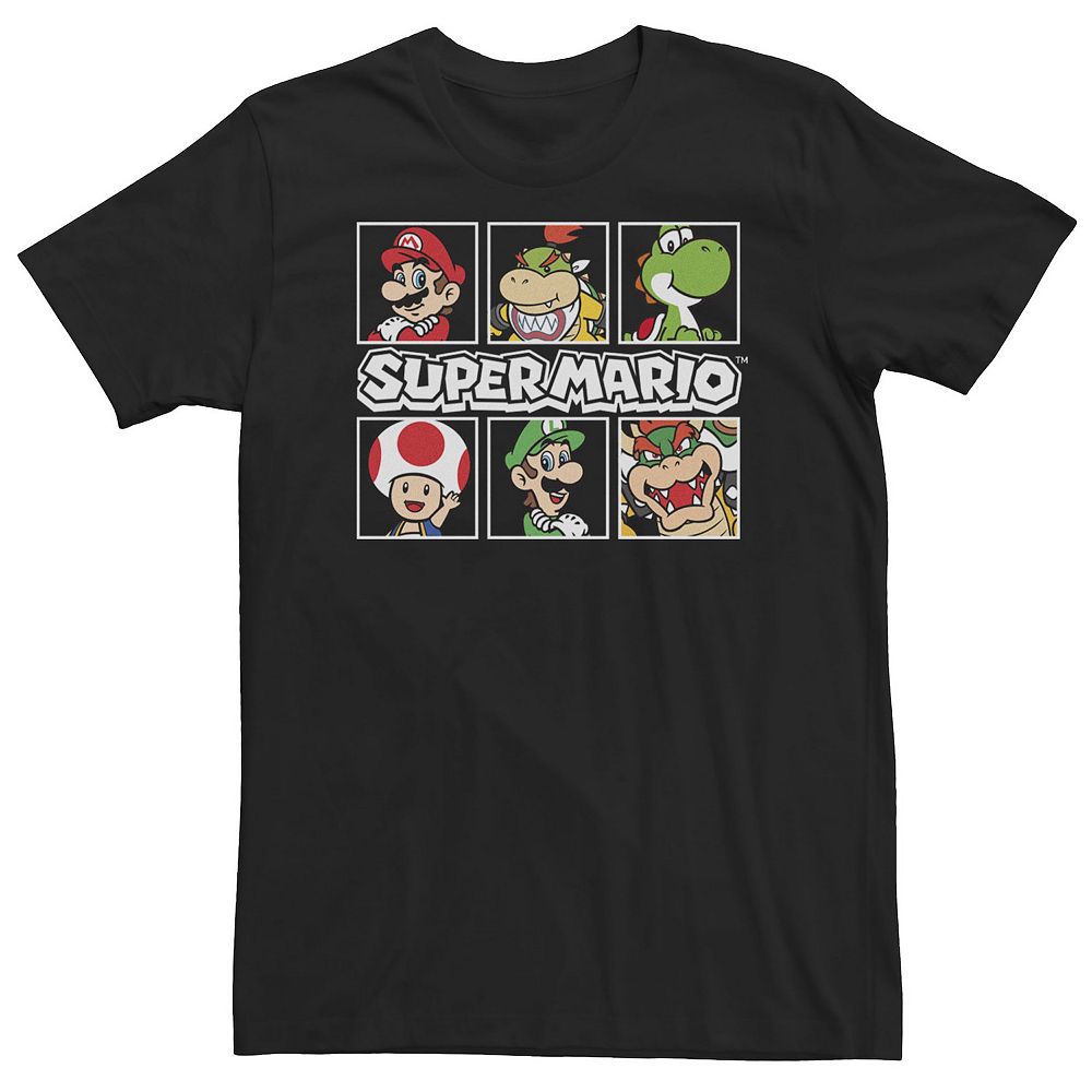 Big & Tall Super Mario Group Shot Arms Crossed Panels Tee