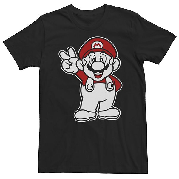 Big & Tall Nintendo Super Mario Red And White Peace Sign Fleece Tee