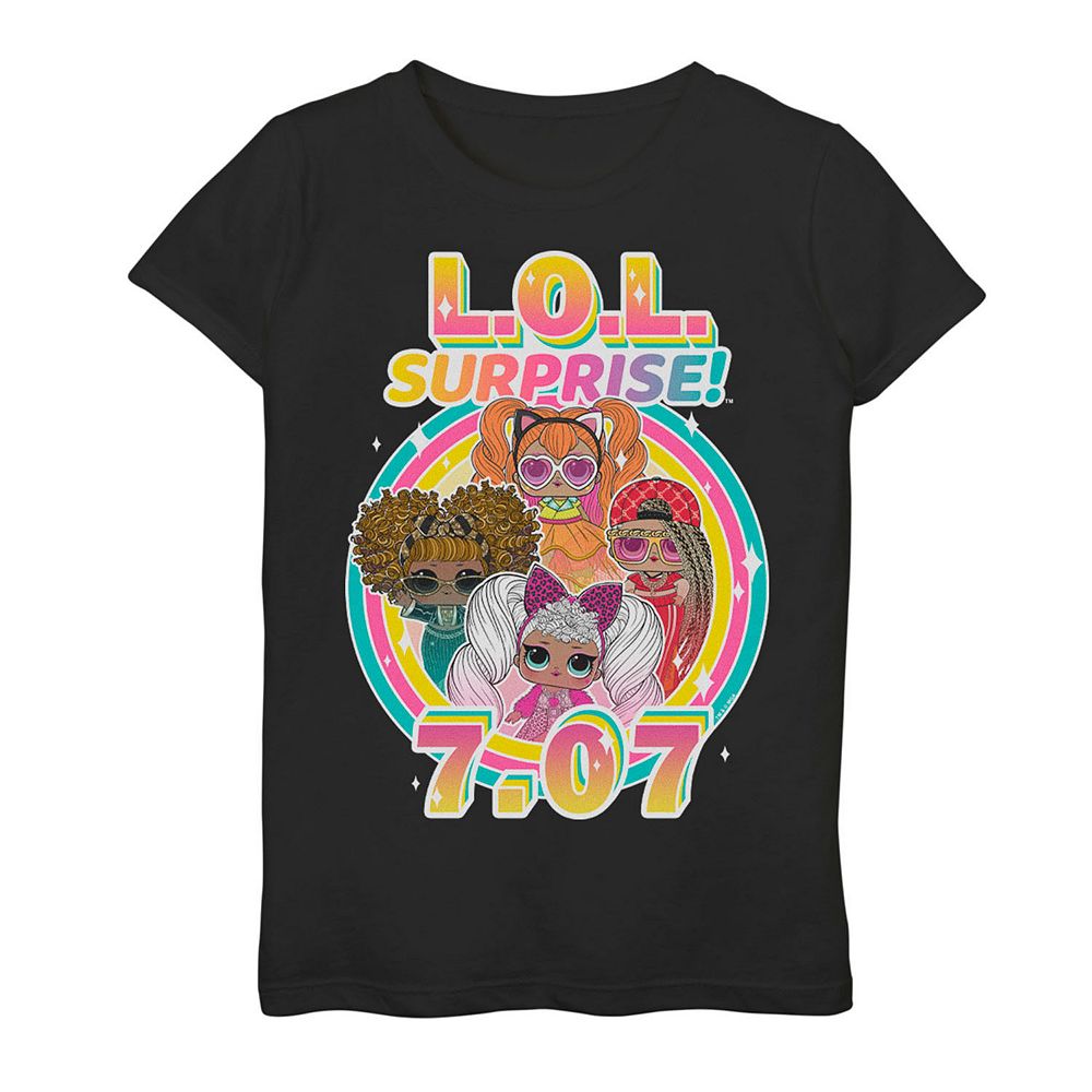 Girls LOL Surprise Group Shot Circle Sparkles 7.07 Graphic Tee